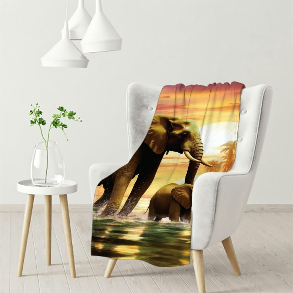 ARISTURING Colorful Seaside Elephants Blanket Soft Fluffy Throw for ...