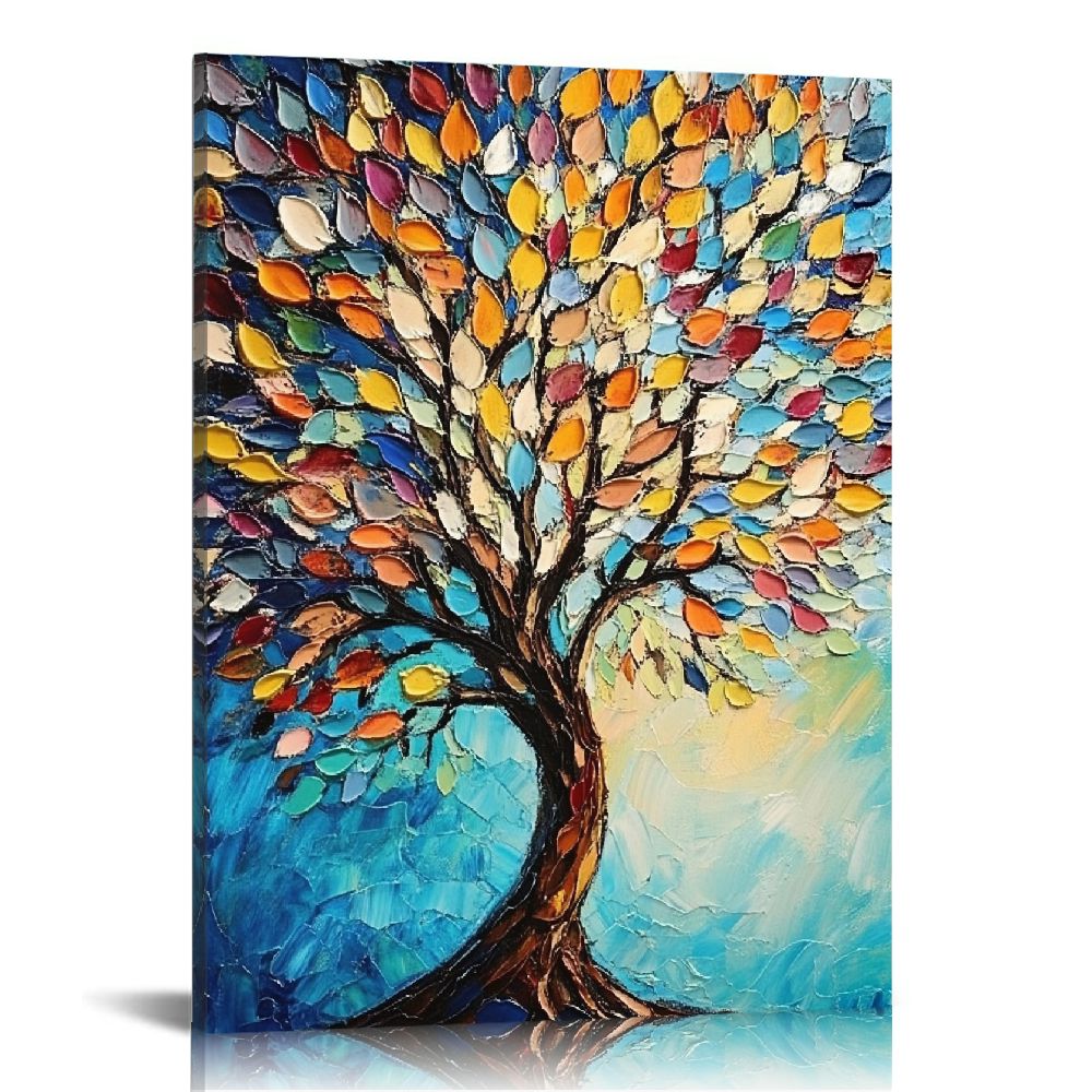 ARISTURING Colorful Tree of Life Wall Art Abstract Textured Tree Prints Fantasy Abstract Print ...