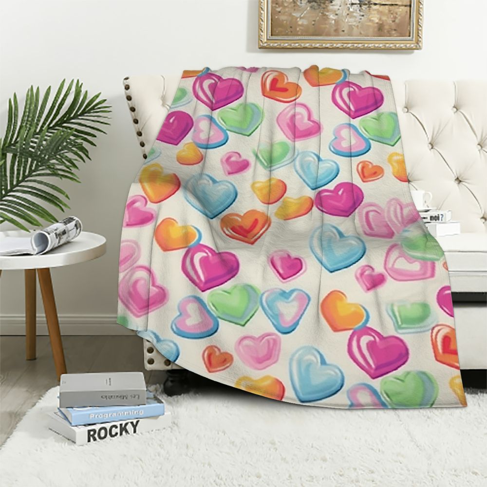 ARISTURING Colorful Valentine's Day Candy Hearts Throw Blanket Soft ...
