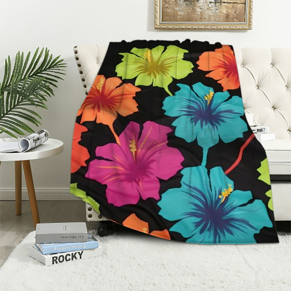 ARISTURING Comfortable Throw Blanket, Soft and Warm Hawaiian Flower ...