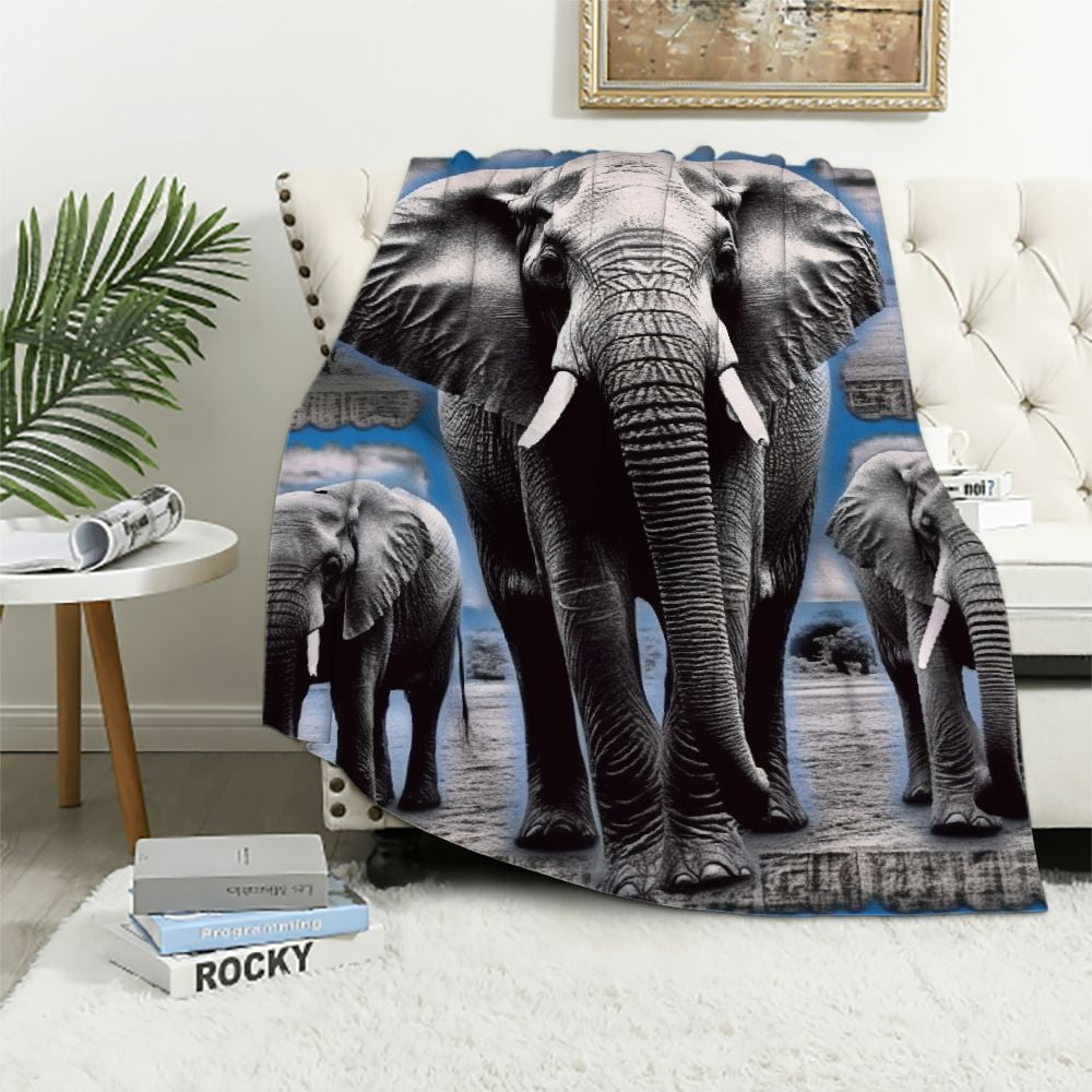 HENGT Cool Elephant Blanket Cozy Soft Throw Blanket for Couch Sofa ...