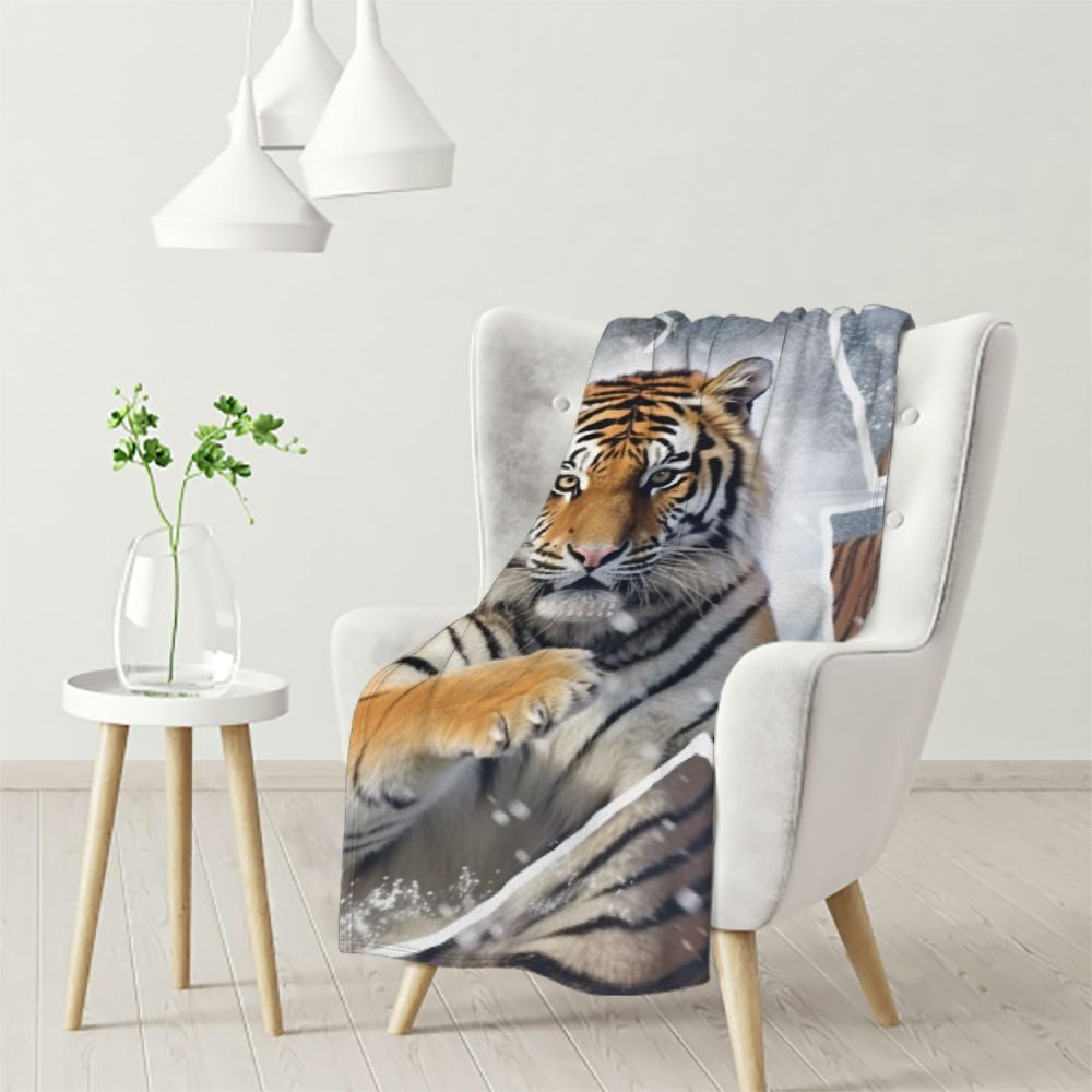 ARISTURING Cool Tiger Blanket Wild Animals Throw Blankets Snow Tigers ...
