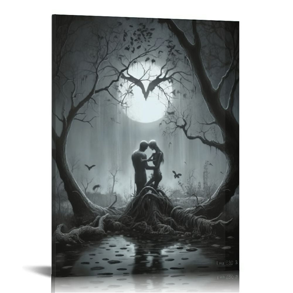 ARISTURING Couple Skeletons on The Tree Horror Art Posters Canvas Wall ...