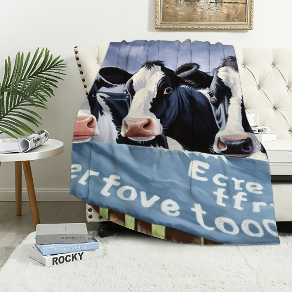 HENGT Cow Blanket Cute Farm Animal Throw Blankets for Couch Sofa Bed ...