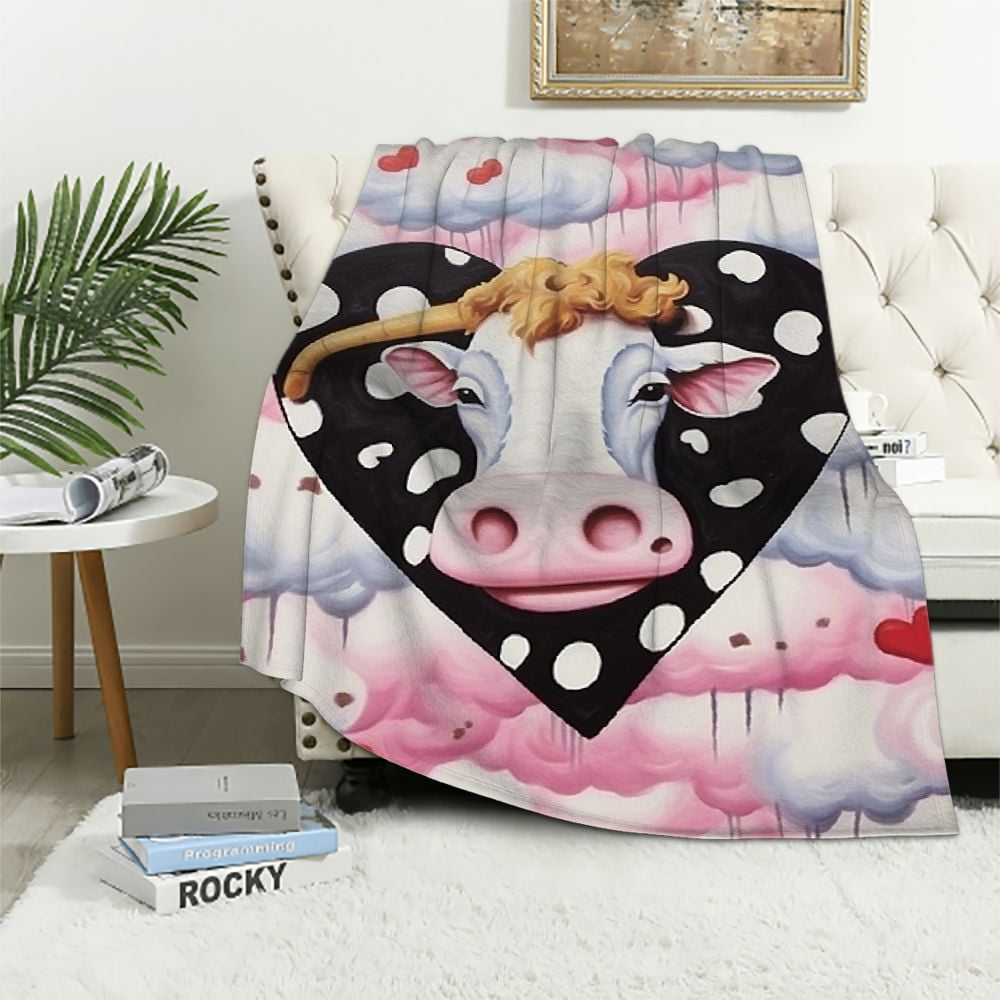 ARISTURING Cow Print Blanket Black and White Cow Blanket Soft Warm ...