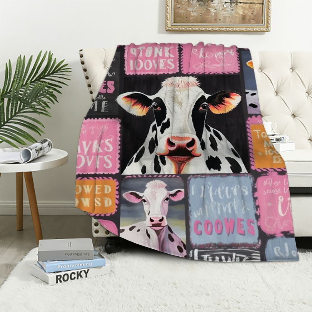 ARISTURING Cow Print Blanket, Pink Cow Blankets/Throw for Adults Cows ...