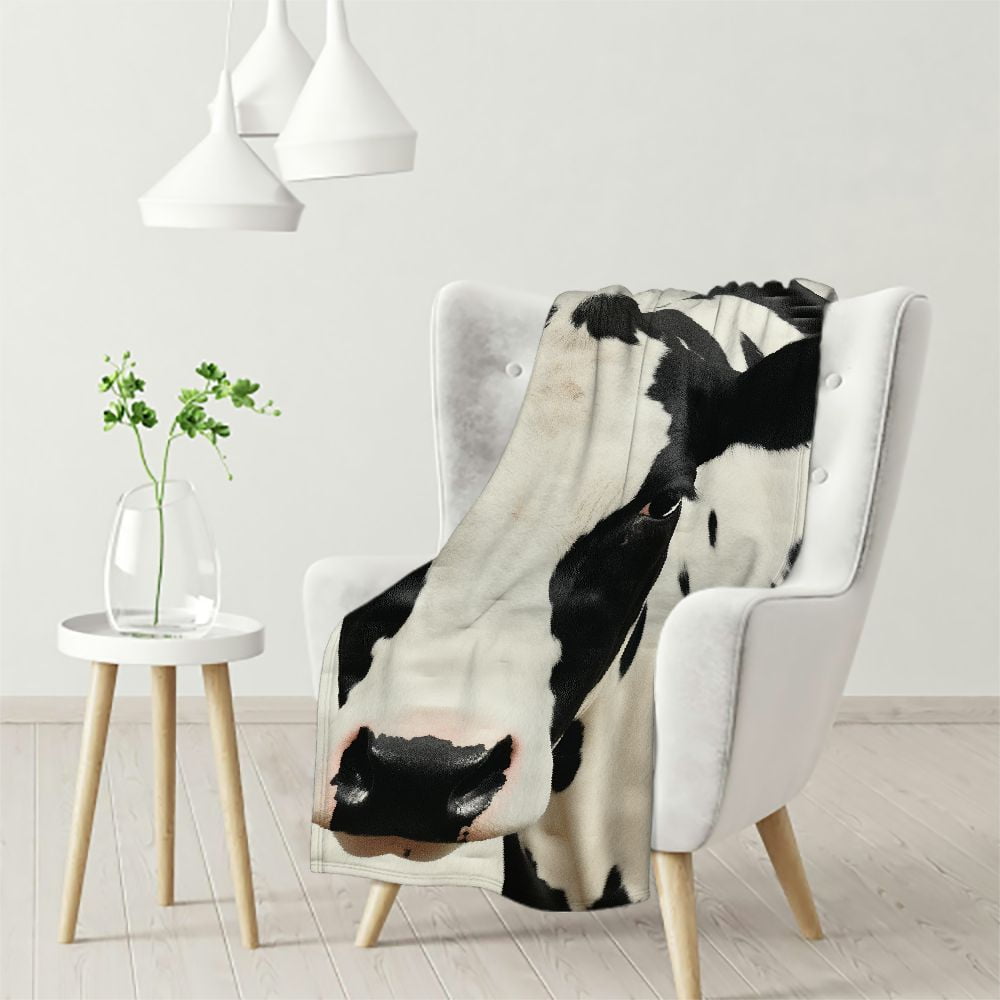 ARISTURING Cow Print Blanket, Soft Black and White Cow Throw Blanket ...