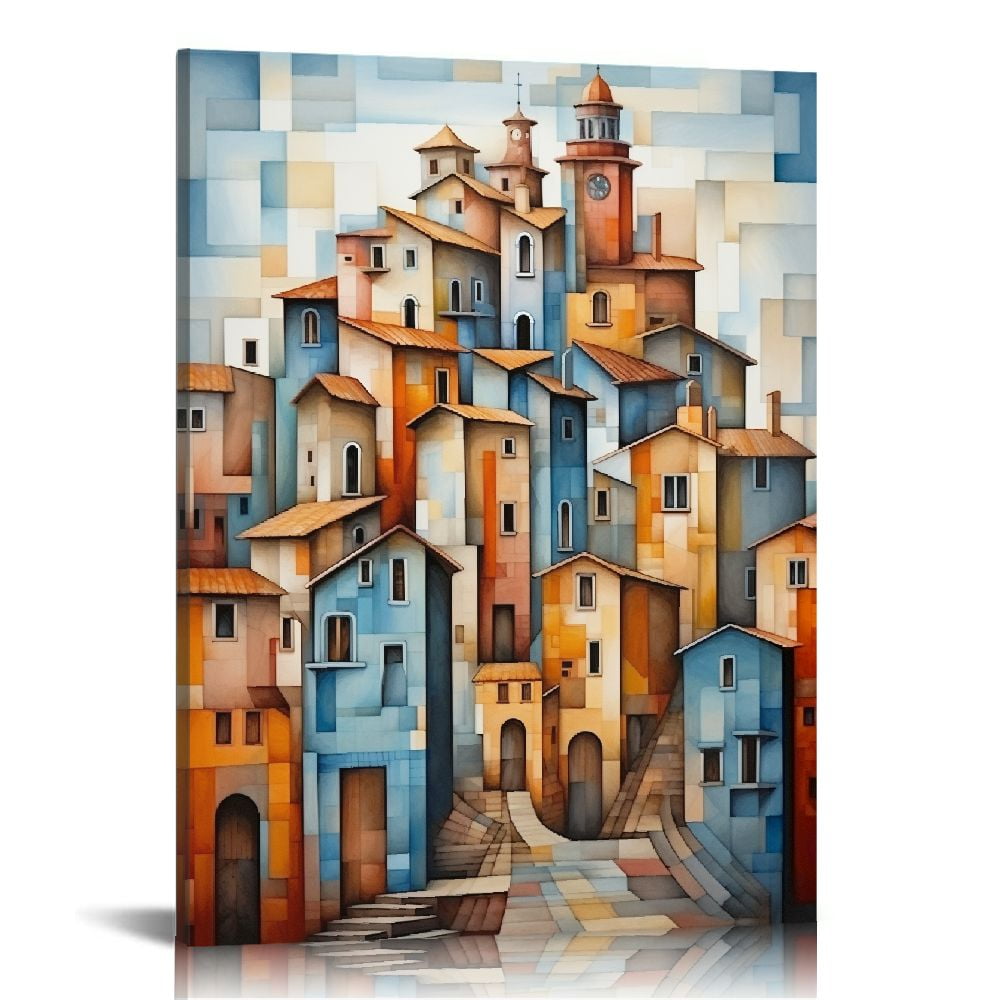 ARISTURING Cubism Wall Art, Multicolored Cubist Cityscape, Cubism Large ...