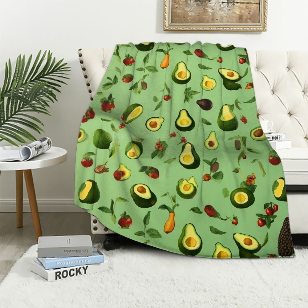 ARISTURING Cute Avocados Throw Blanket 50x40 inch, Cartoon Green ...