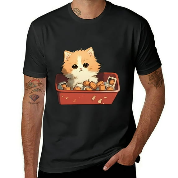 ARISTURING Cute Cat T-Shirt for Men Short Sleeve Tee Shirt Men Style ...