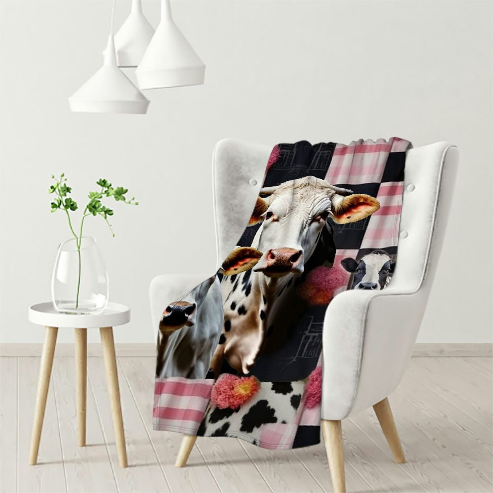 ARISTURING Cute Cow Print Blanket Lightweight Flannel Throw Blanket ...
