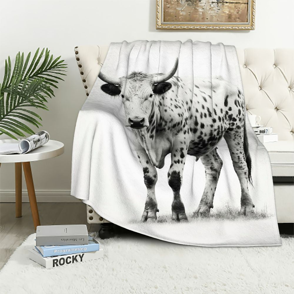 ARISTURING Cute Cow Print Blanket Soft Warm Plush Throw Blanket Fleece ...