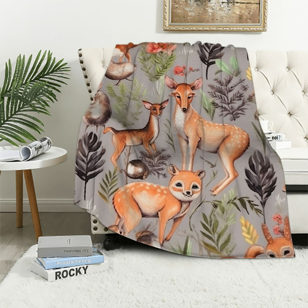 HENGT Cute Forest Animals Blankets Soft Warm Fuzzy Plush Squirrel Mouse ...