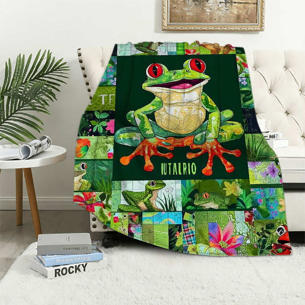 ARISTURING Cute Frog Blanket for Kids Soft Flannel Blankets Cozy Fuzzy ...