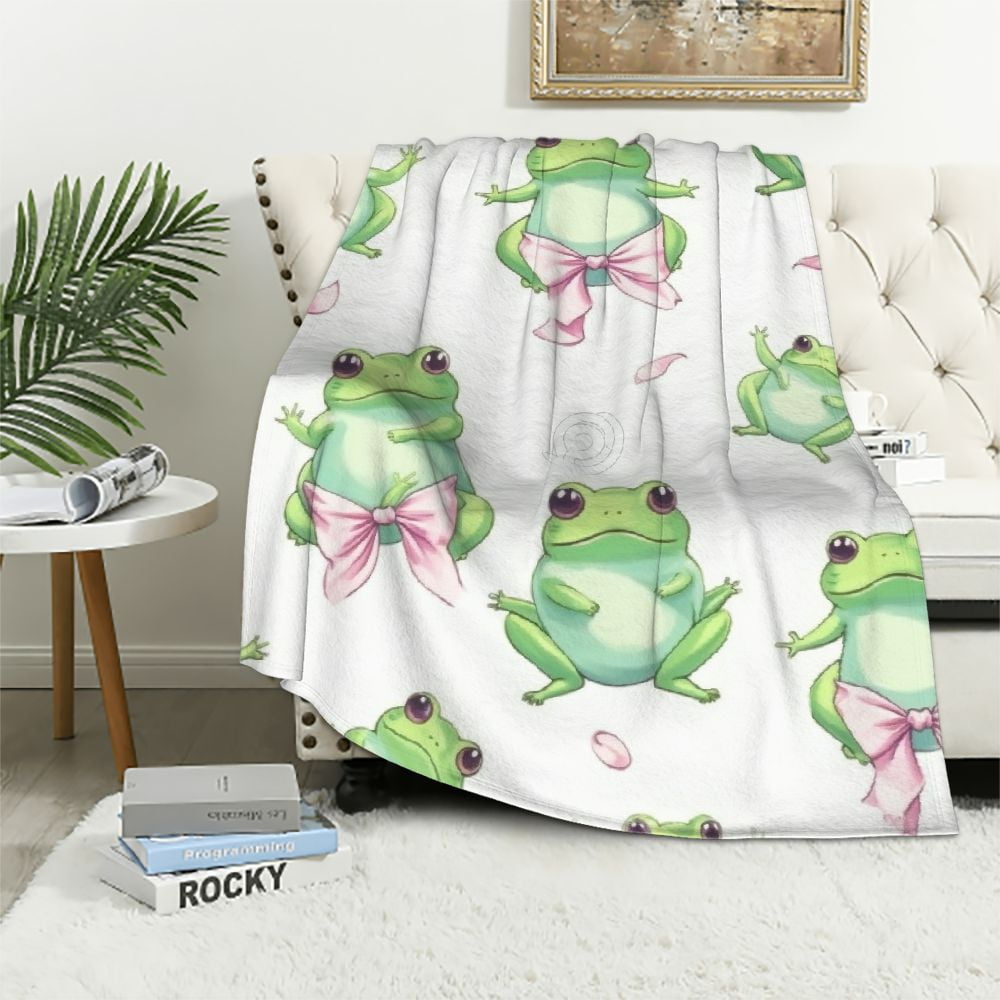 ARISTURING Cute Fun Frog Blanket, Soft Blankets Flannel Bed Throw Cozy ...
