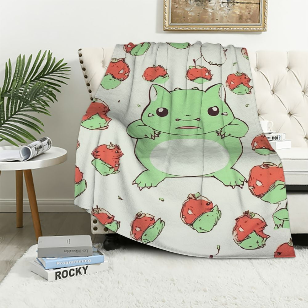HENGT Cute Green Frog Blanket, Flannel Blanket Fluffy Cozy Fuzzy Throws ...