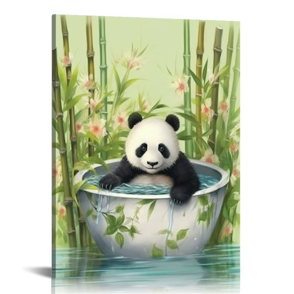 ARISTURING Cute Panda Bathroom Wall Decor Funny Panda In Bathtub ...