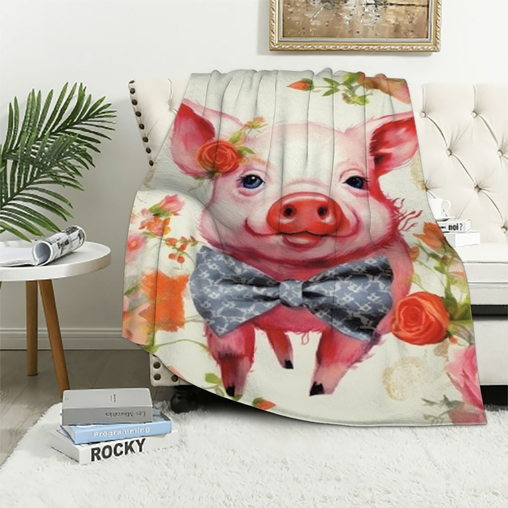 ARISTURING Cute Pig Flowers Blanket Girls Kids Blanket Pigs in A ...
