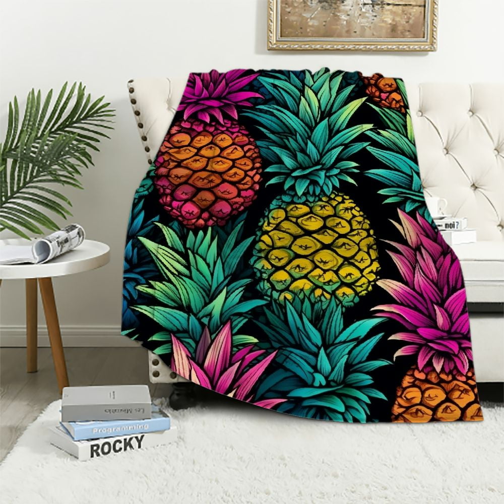 ARISTURING Cute Pineapple Stylish Glitter Throw Blanket Super Soft Warm ...