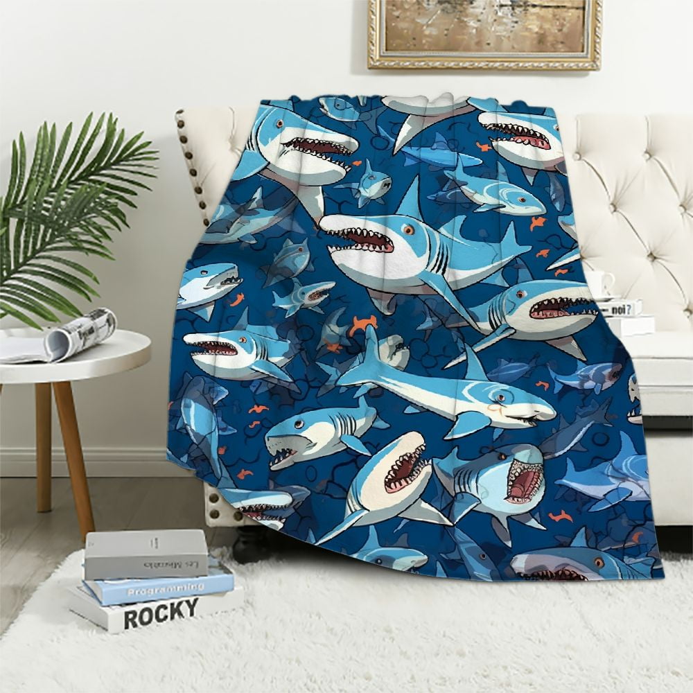 HENGT Cute Shark Blanket for Boys Kids Toddler Shark Gifts for Shark ...