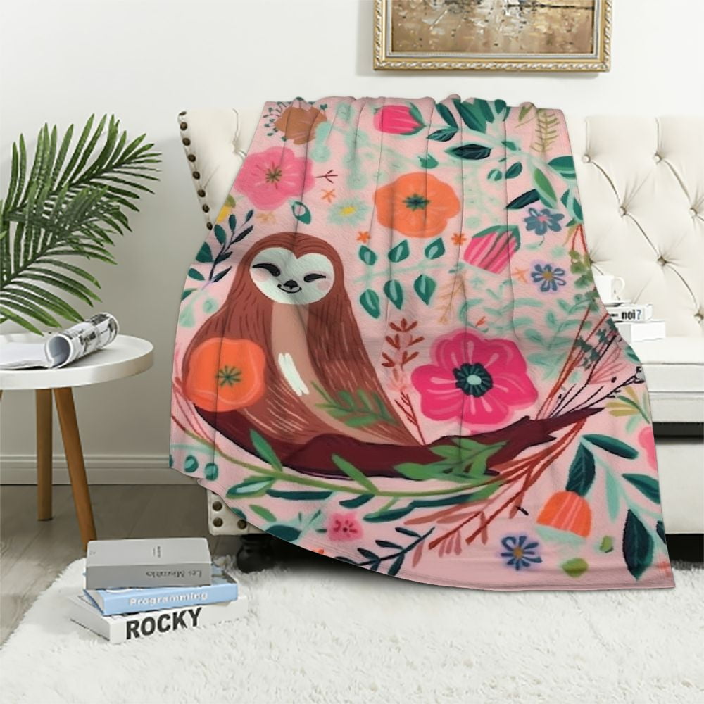 ARISTURING Cute Sloth Throw Blanket Soft Lightweight Blanket 3D Printed ...