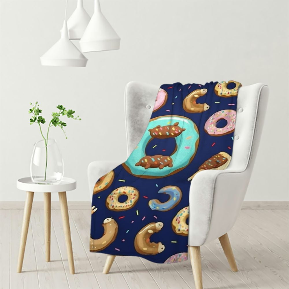 HENGT Cute Sloth with Sweet Doughnuts Blankets & Throws Soft Cozy Warm ...