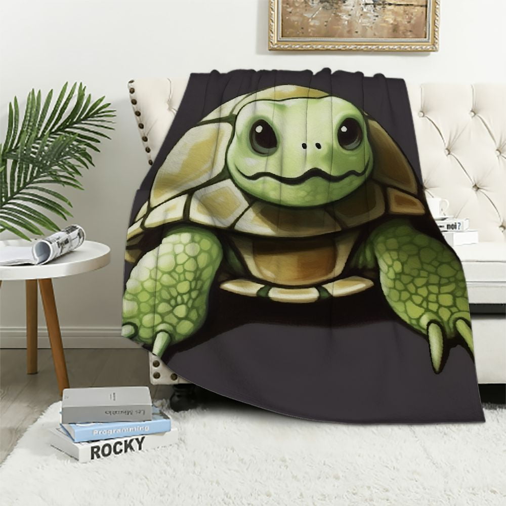 ARISTURING Cute Turtle Blanket Funny Green Turtle Throw Blanket Ultra ...