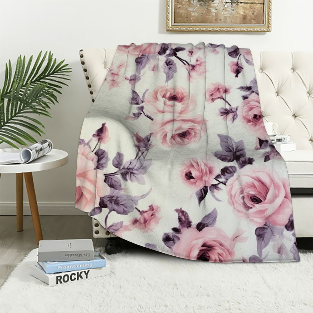 ARISTURING Decorative Throw Blankets: Soft Plush Lively Rose Floral ...