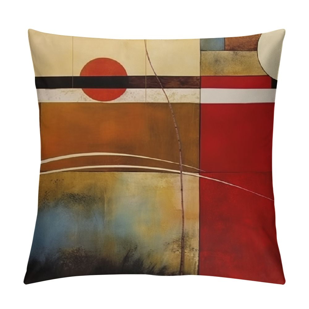 ARISTURING Decorative Throw Pillow Covers Brown and Teal Blue Geometric ...