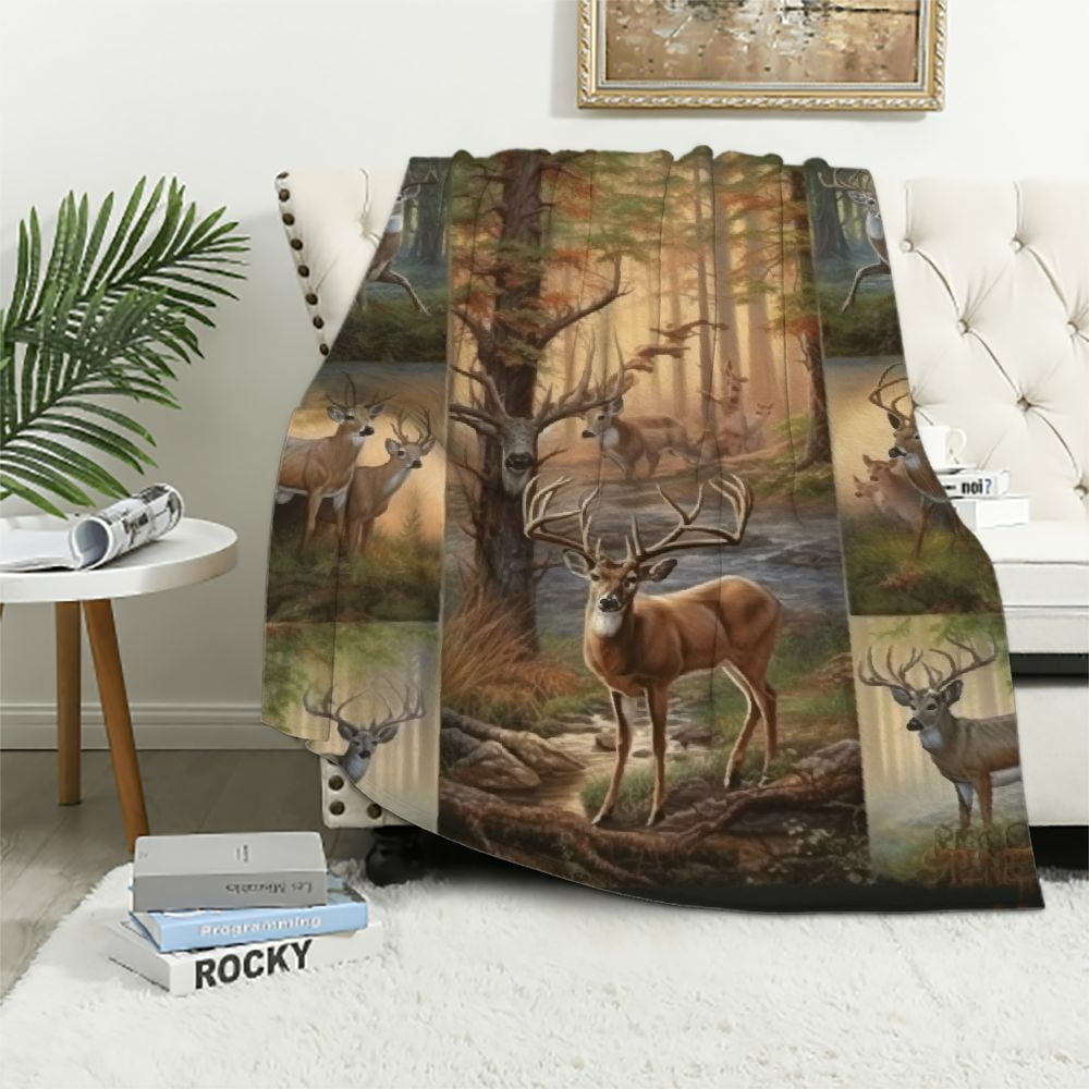 ARISTURING Deer Elk Blanket for Women Girls Christmas Deer Wild Animals ...