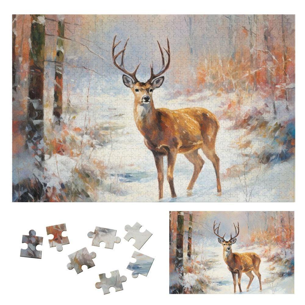 Jiayy Deer Snow Forest Challenging Difficult Wood Puzzles for Adults ...