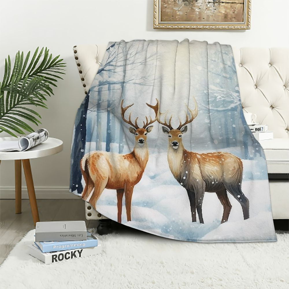 ARISTURING Deer Throw Blanket, Adorable Super-Soft Extra-Large Deer ...