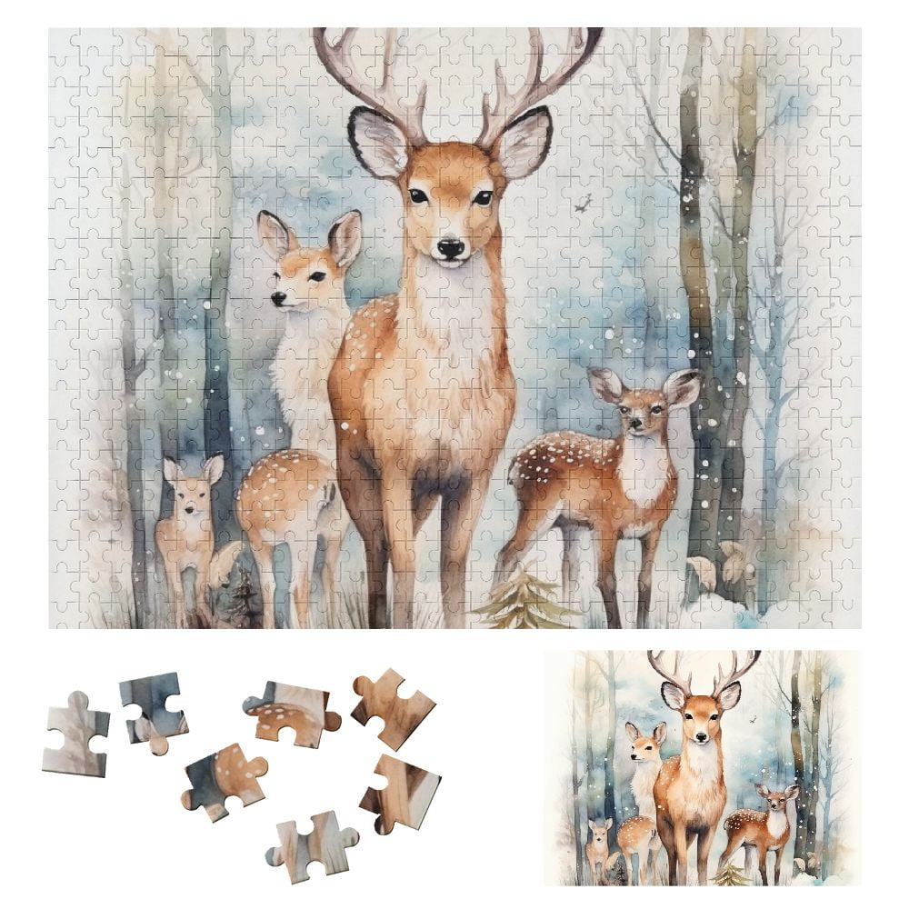 Jiayy Deer Tree Snow Challenging Difficult Wood Puzzles for Adults Gift ...
