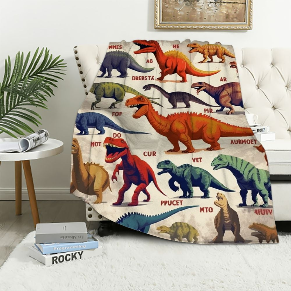 ARISTURING Dinosaur Blanket for Boys Soft Cozy Flannel Warm Dinosaur ...