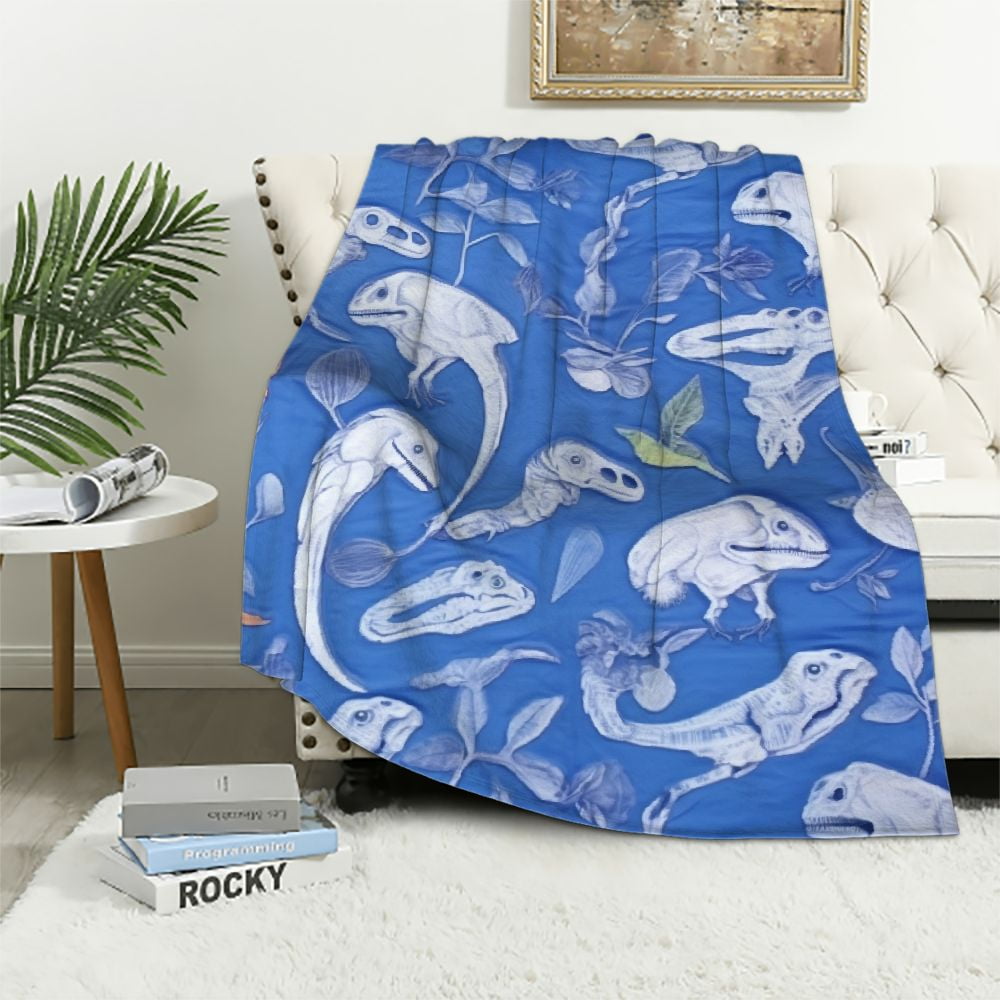 ARISTURING Dinosaur Blanket in The Dark Blanket Blue Soft Skull Blanket ...