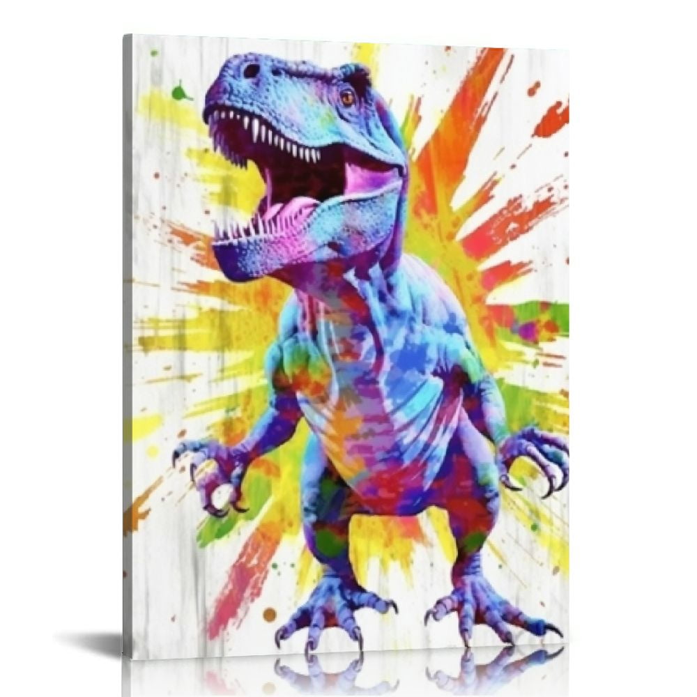 ARISTURING Dinosaur Canvas Wall Art Colorful Dinosaur Painting Pictures ...