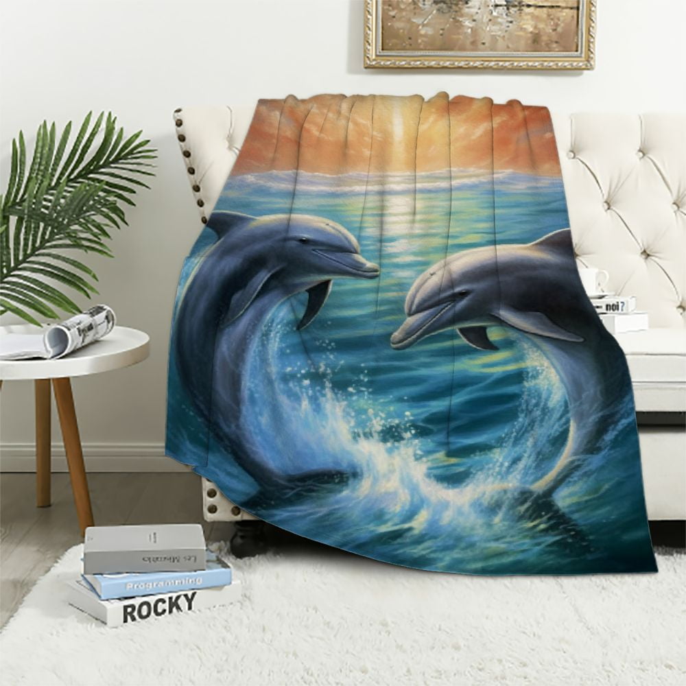 ARISTURING Dolphin Blanket Gifts for Kids Adults- Ocean Sea Animal ...
