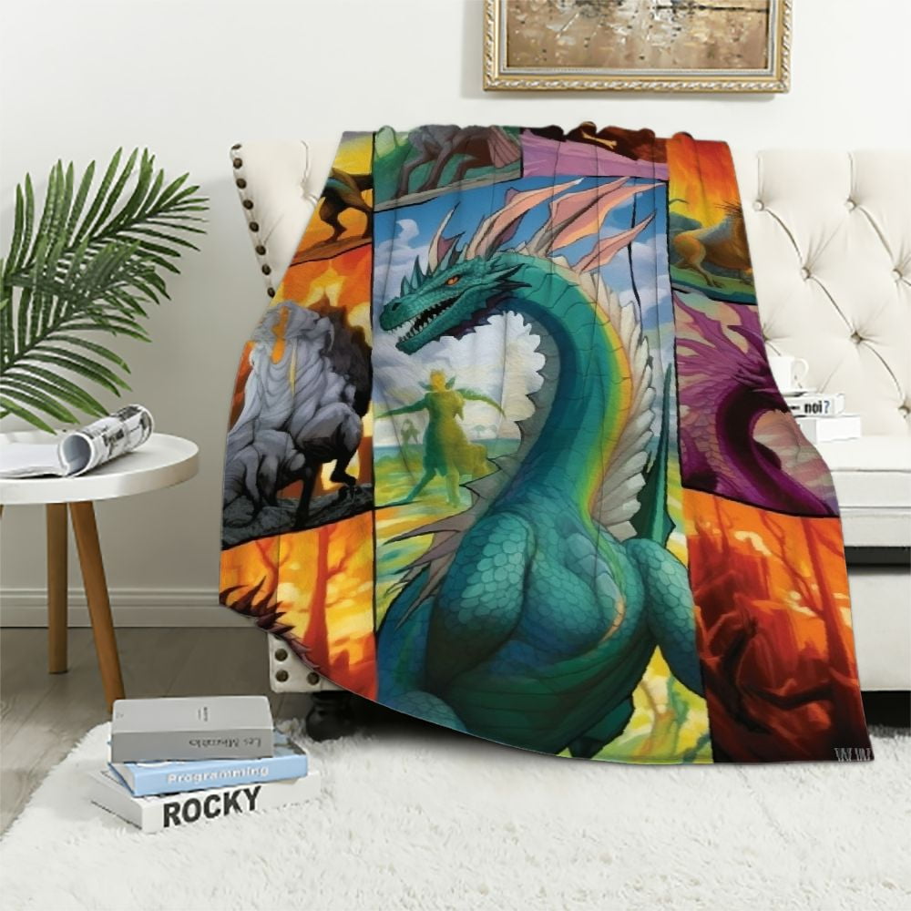 ARISTURING Dragon Blanket Cute Cartoon Throws Blankets Boys Girls for ...