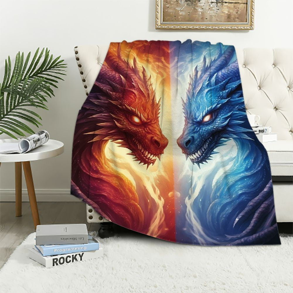 ARISTURING Dragon Gifts Blanket, Cool Fire and Ice Dragon Blanket ...
