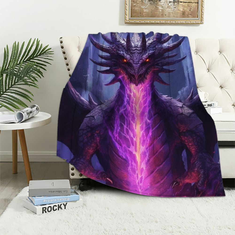 ARISTURING Dragon Gifts Blanket, Purple Dragon Breath Throw Blanket ...