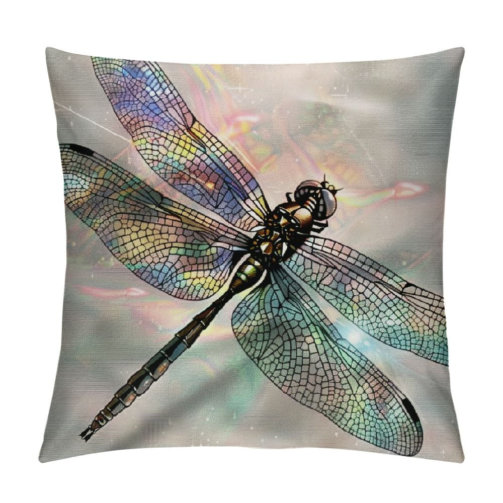 Jiayy Dragonfly Throw Pillow Cushion Cover, Shady Bug Pattern Ornate ...
