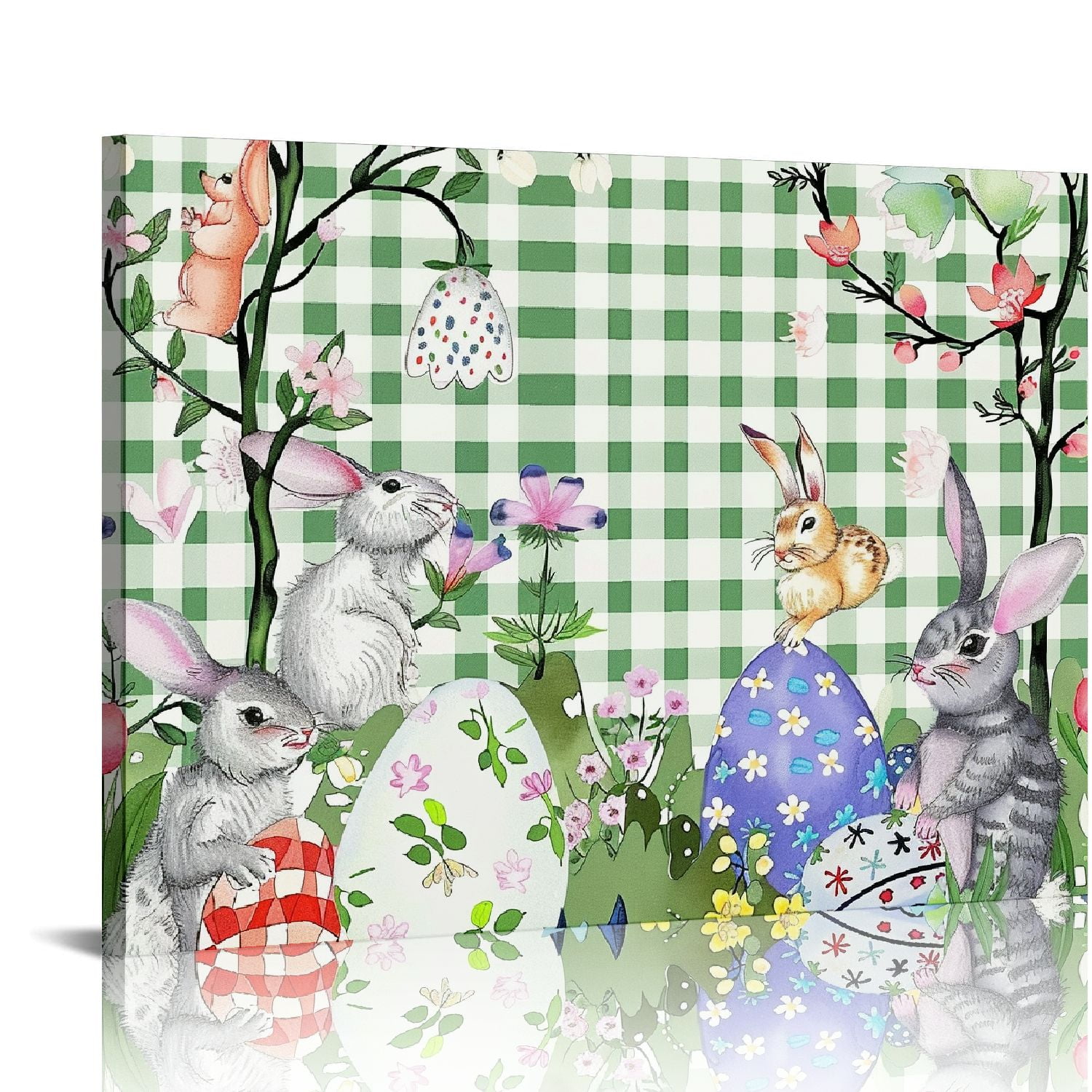 ARISTURING Easter Bunny Canvas Wall Art Gnomes with Easter Colorful ...