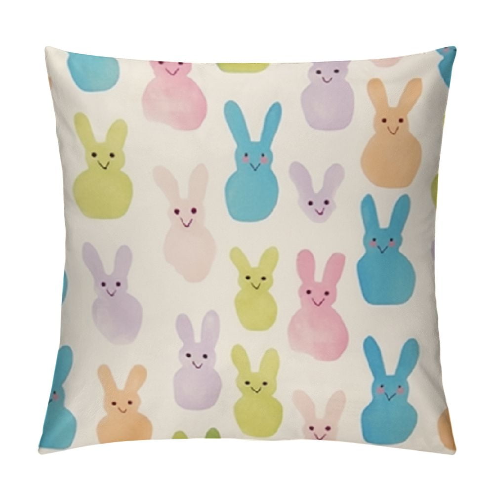HENGT Easter Pillow Covers Colorful Bunny Rabbit Decorative Square ...