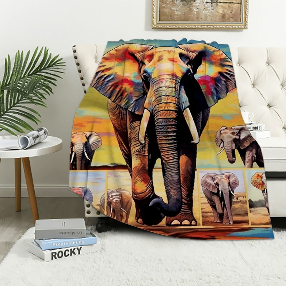Jiayy Elephant Blanket Bohemian Boho Gifts for Women Men Kids Girls Mom ...