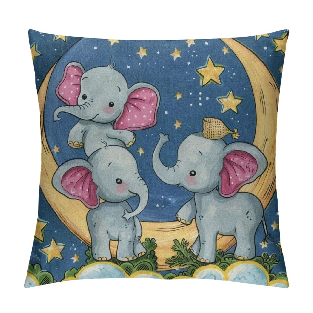 ARISTURING Elephant Star Moon Pillow Case Decorative Throw Pillow ...