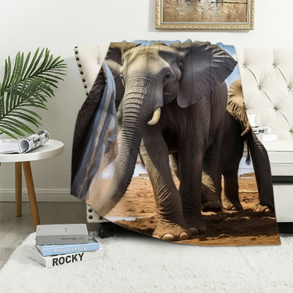 ARISTURING Elephant Throw Blanket 3D Wild Animals Pattern Plush Blanket ...