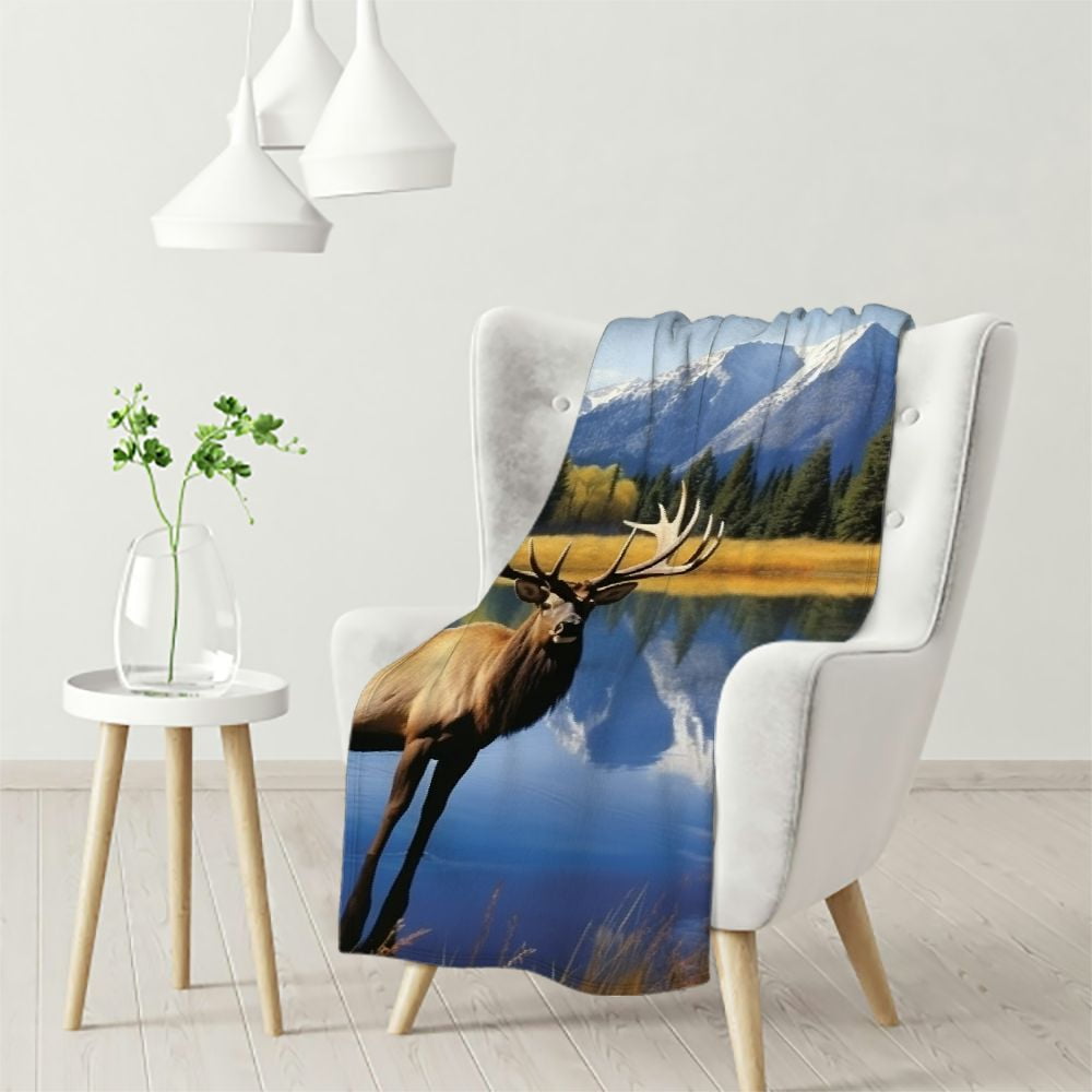 ARISTURING Elk Blanket Forest Grass Deer Blanket Soft Fuzzy Plush Throw ...