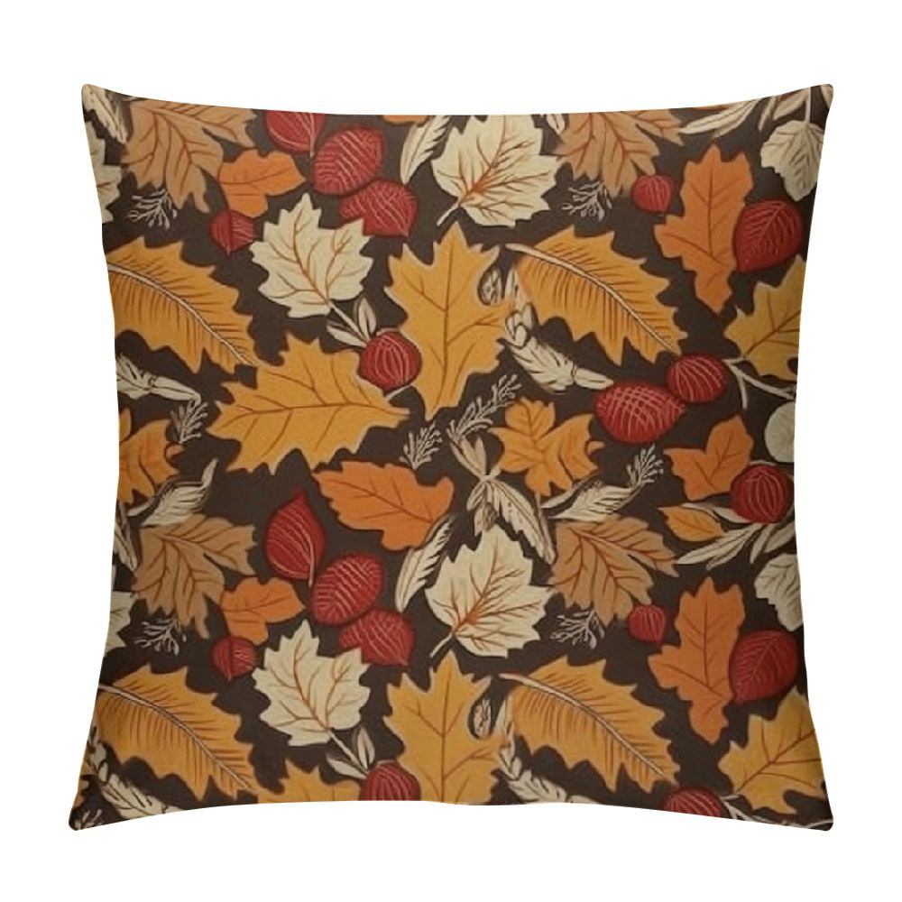 ARISTURING Fall Pillow Covers Autumn Maple Leaf Print Decorative Throw ...