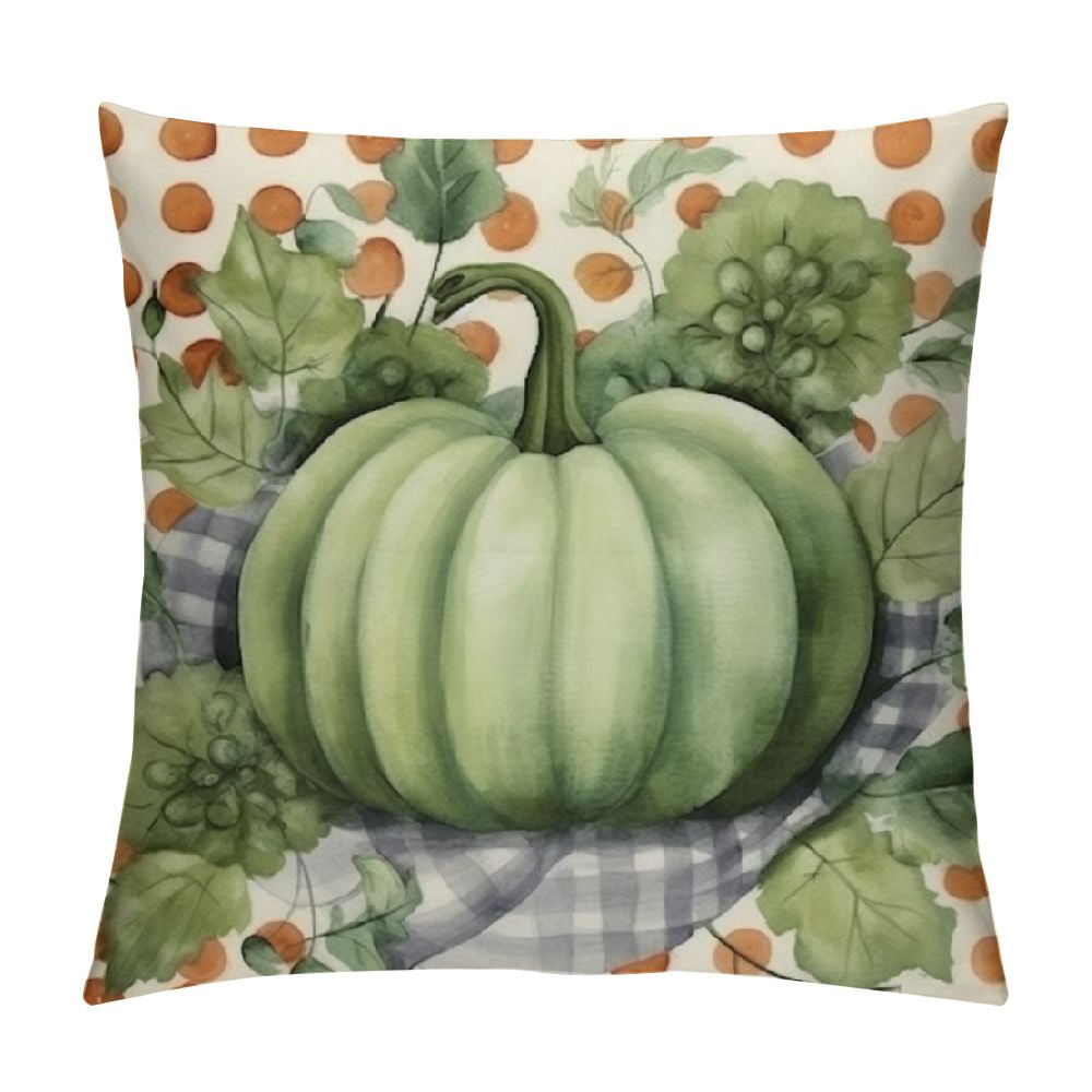 ARISTURING Fall Pillow Covers Sage Green Pumpkin Eucalyptus Leaves ...