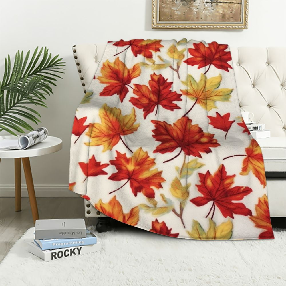 ARISTURING Fall Throw Blanket: Maple Leaves Autumn Prints on Soft ...